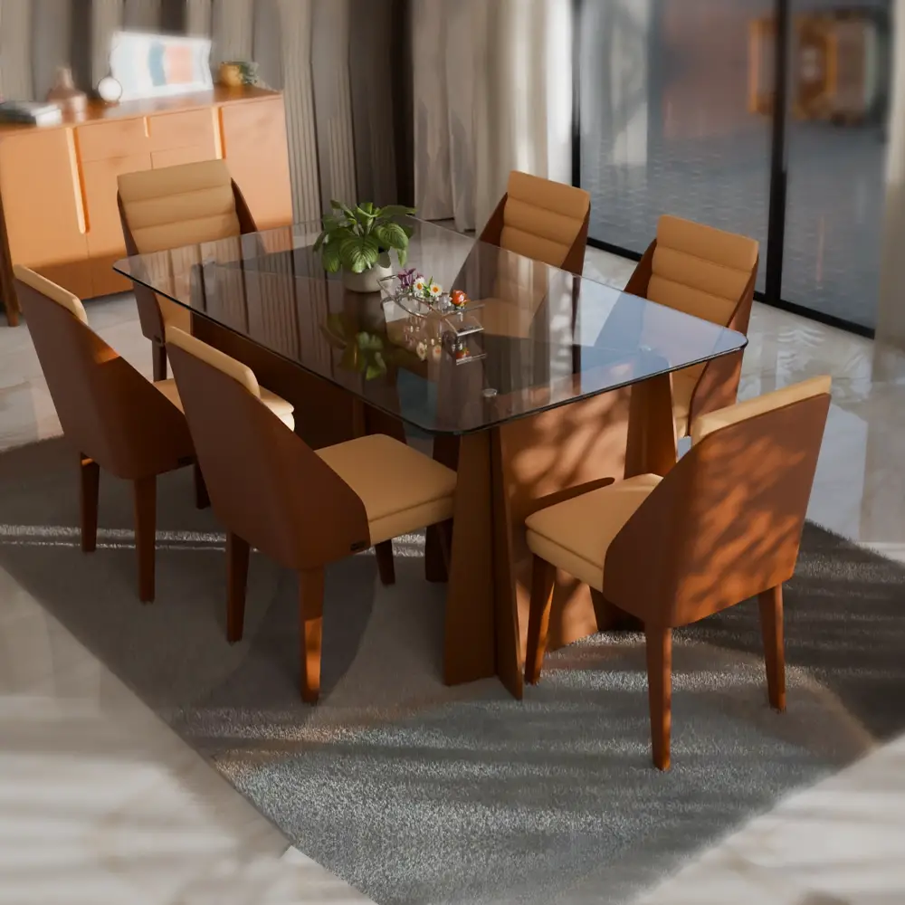 Anderson Dining Table Handcrafted Veneer Wood Stylish Home Decor | BFL